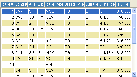 Simulcast Race in Live Card